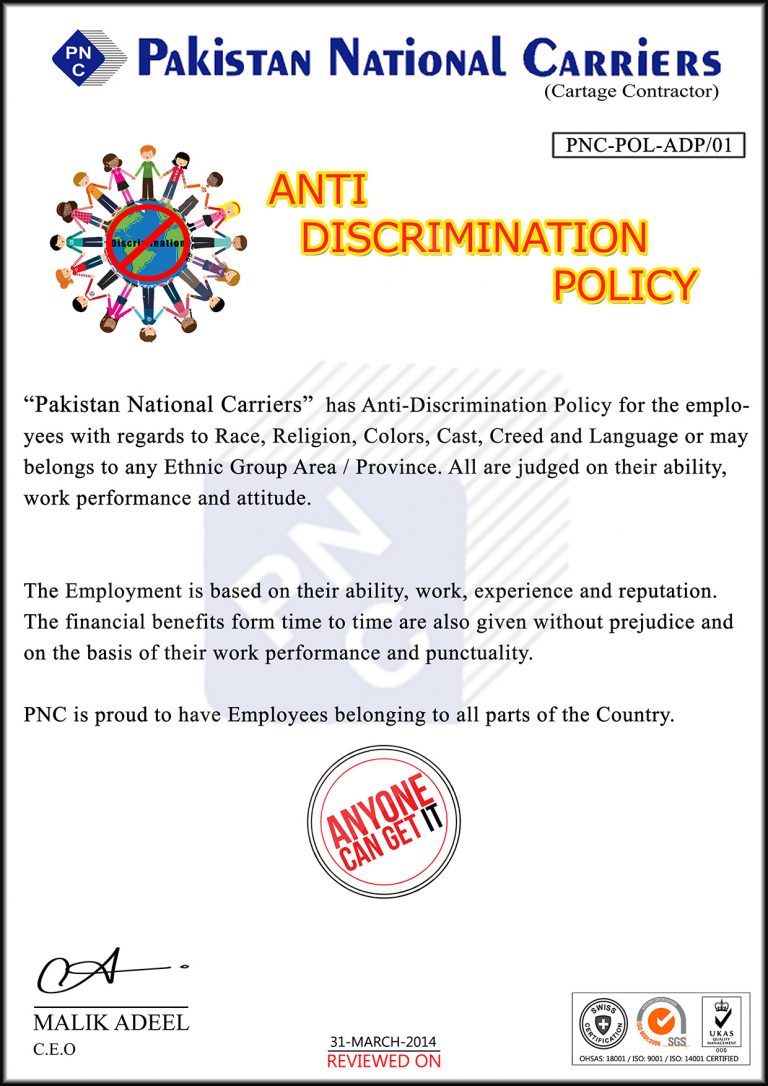 Anti Discrimination Policy | PNC